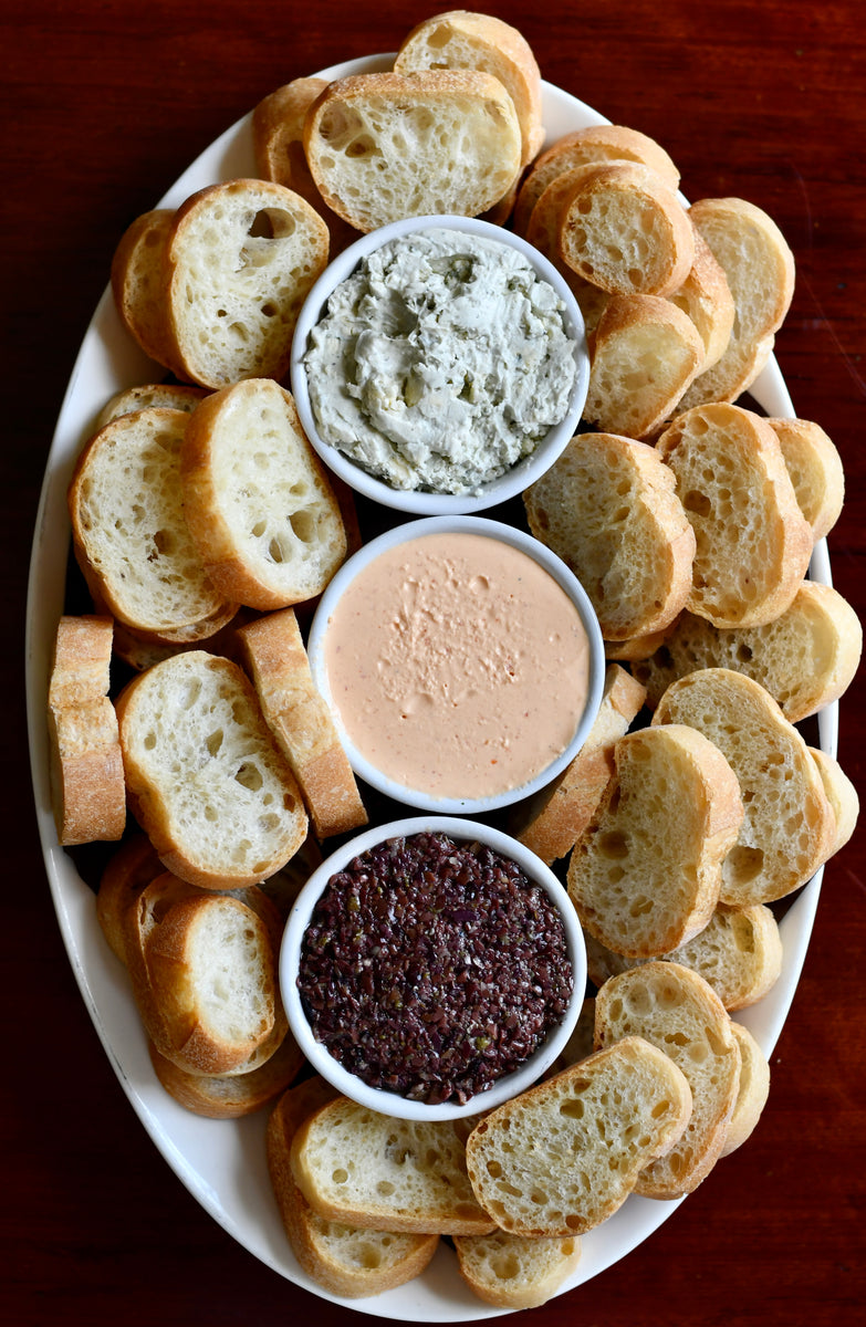 Stilton Pâté Platter with Black Olive Tapenade, Red Pepper, Chèvre Spr ...